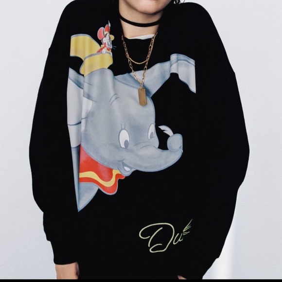 Zara | Sweaters | Zara Black Dumbo Disney Pullover Sweatshirt | Poshmark